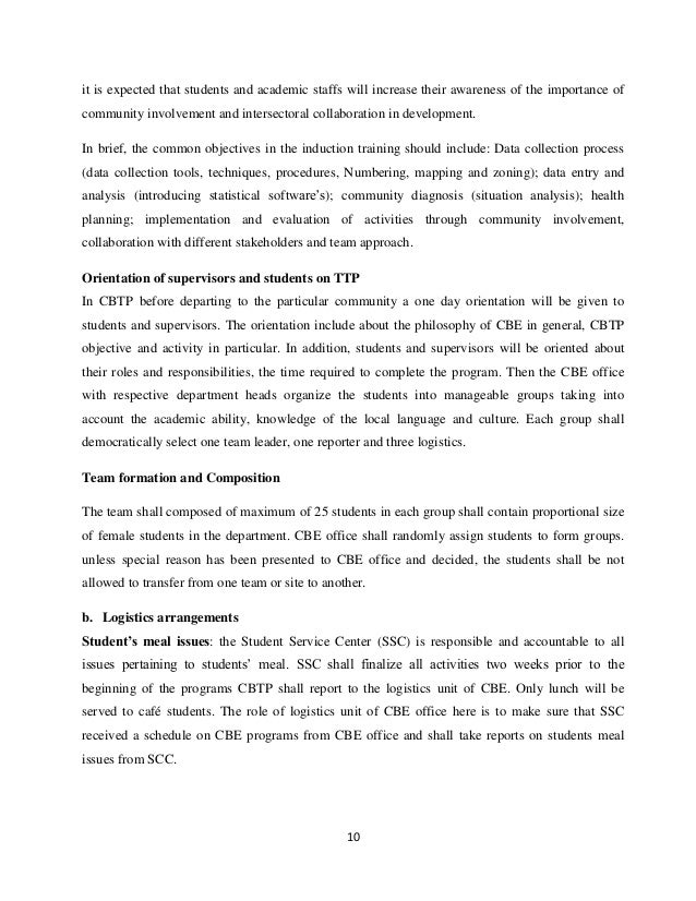 Community Based Training Program (CBTP) manual of College of Health S…