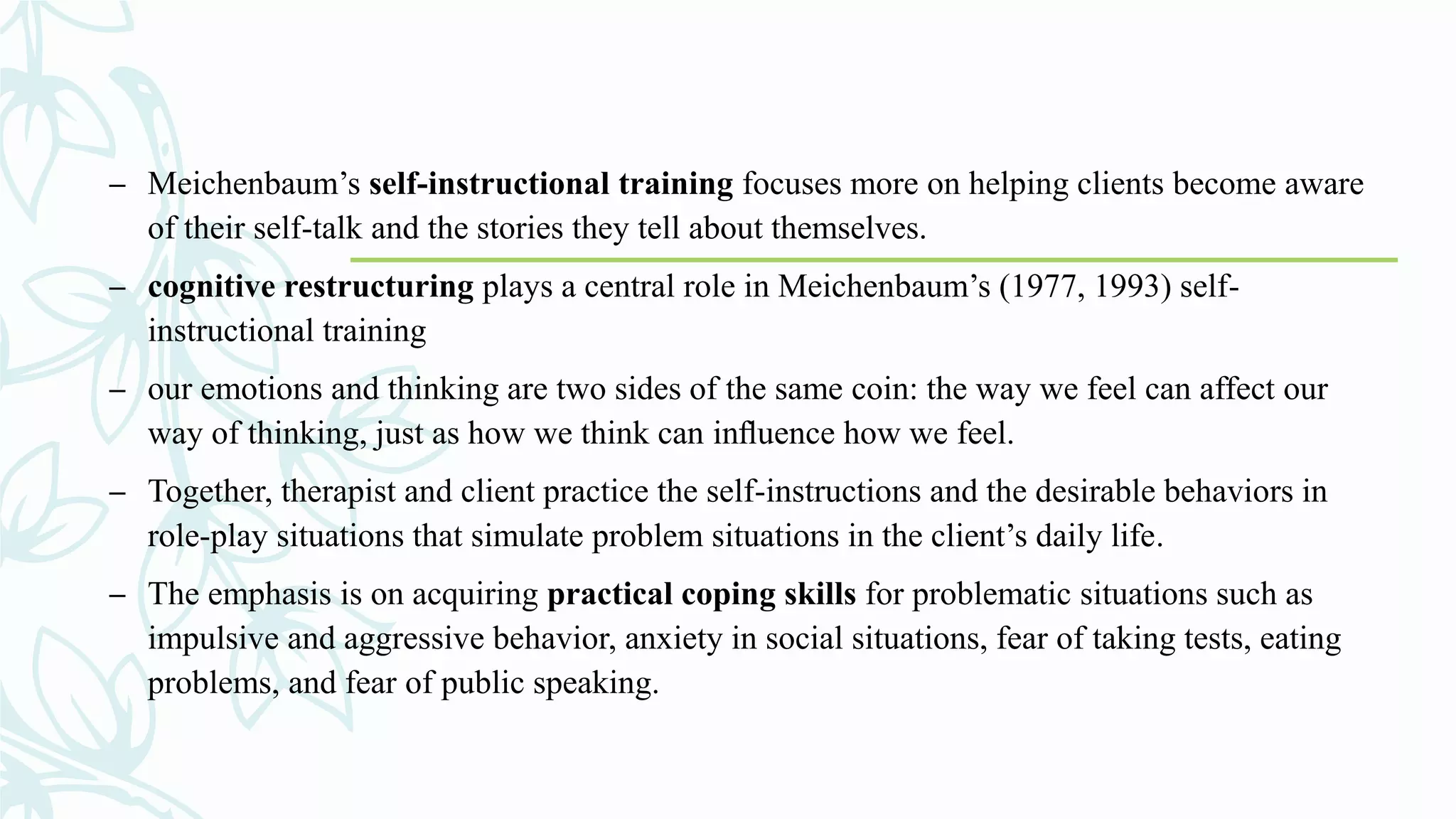 CBT ( Donald Meichenbaum's Modification) | PPTX