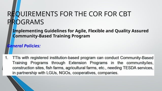 the Community Based Training powerpoint presentation of TESDA.pptx