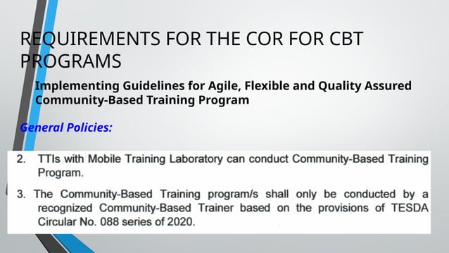 the Community Based Training powerpoint presentation of TESDA.pptx