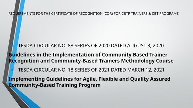 the Community Based Training powerpoint presentation of TESDA.pptx