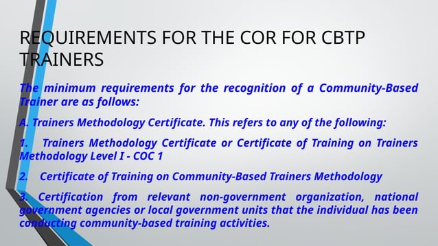 the Community Based Training powerpoint presentation of TESDA.pptx