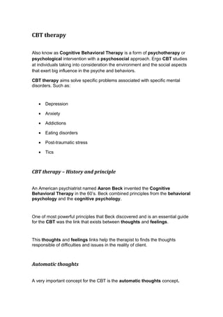 Cbt therapy | DOC | Mental Health | Diseases and Conditions
