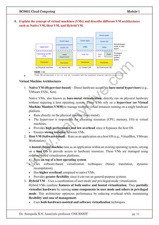 Cloud Computing BCS601 Notef of Viswesvaraya University | PDF