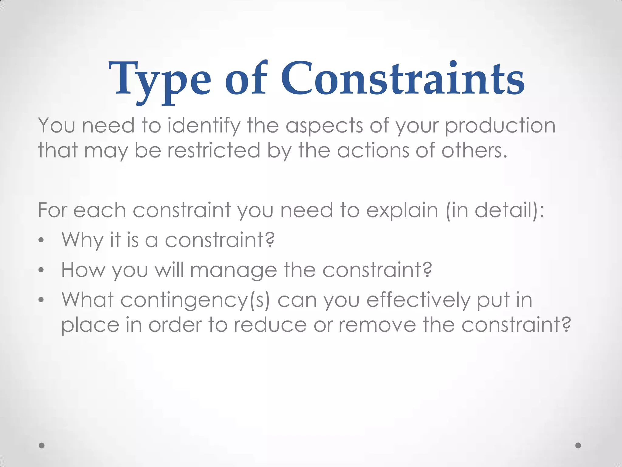 Constraints & Contingency | PPTX | Logistics | Business
