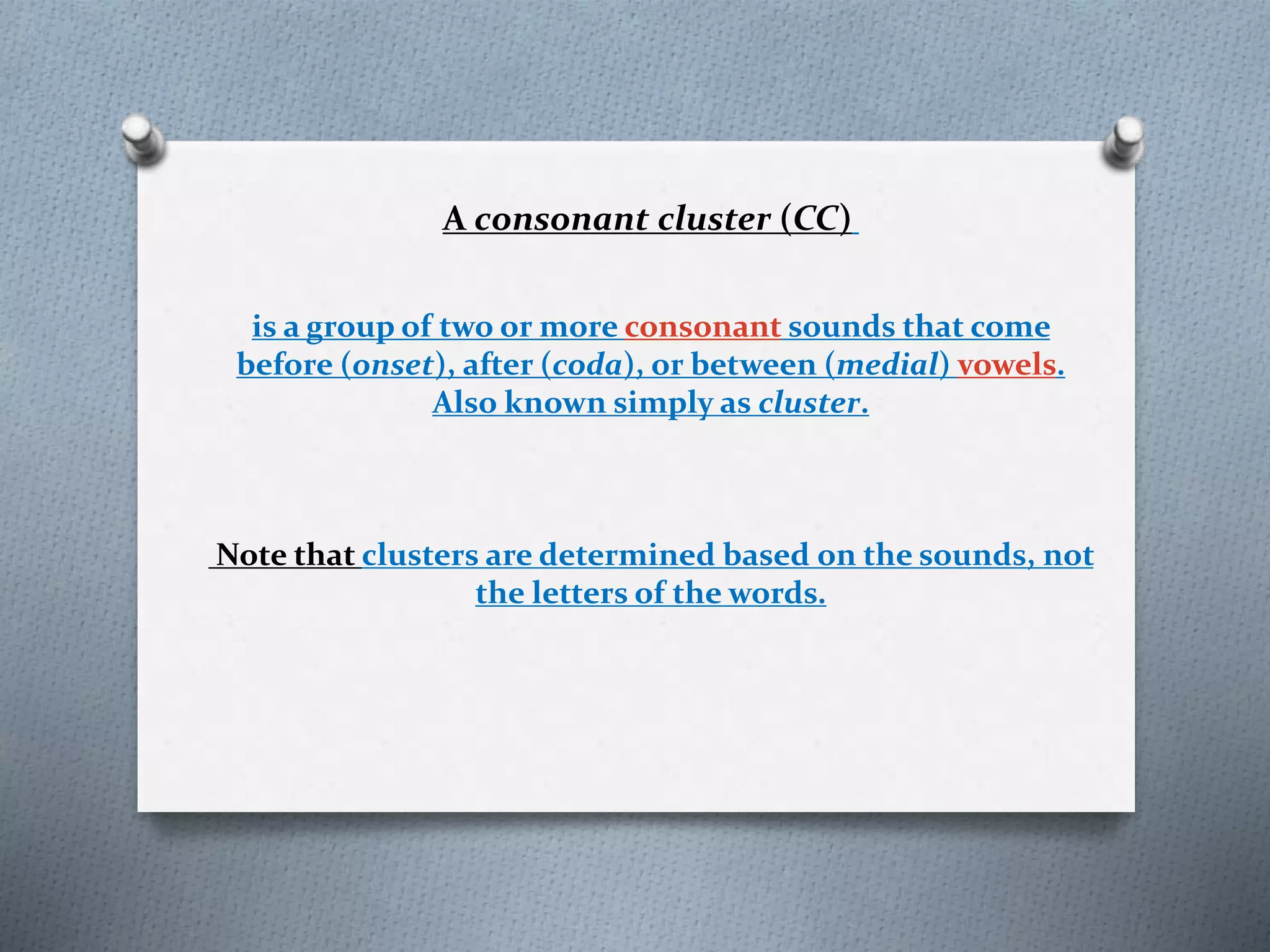 what is the consonant cluster | PPT