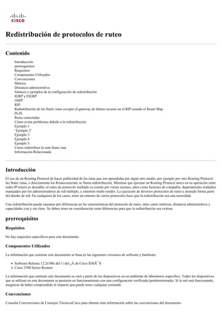 Guía CISCO de redistribución de protocolos de ruteo | PDF