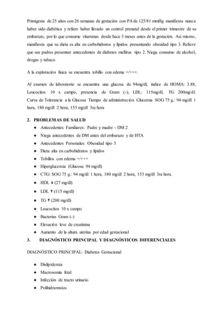 diabetes gestacional caso clínico | DOCX