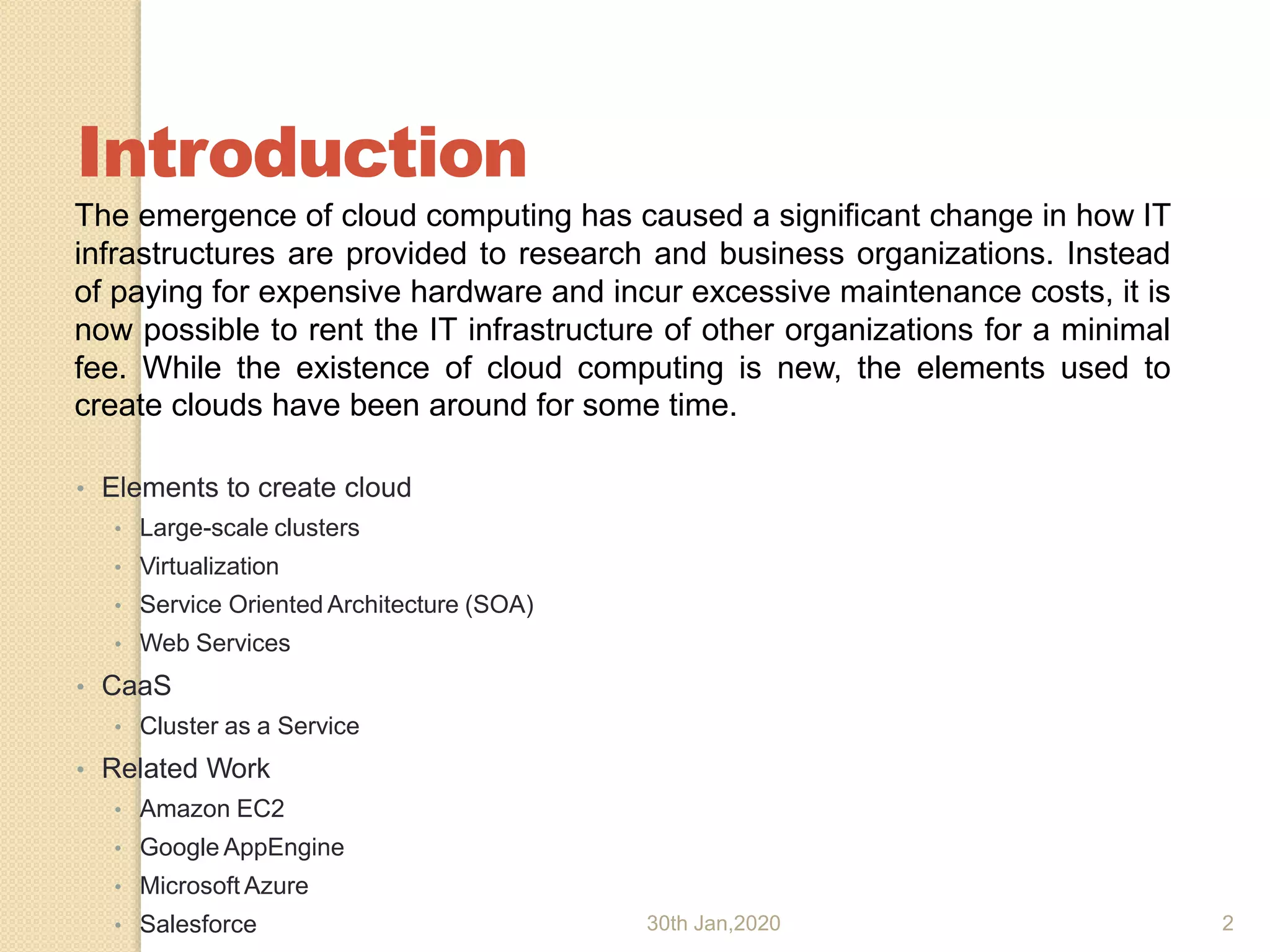 Cloud Computing Environment using Cluster as a service | PPTX