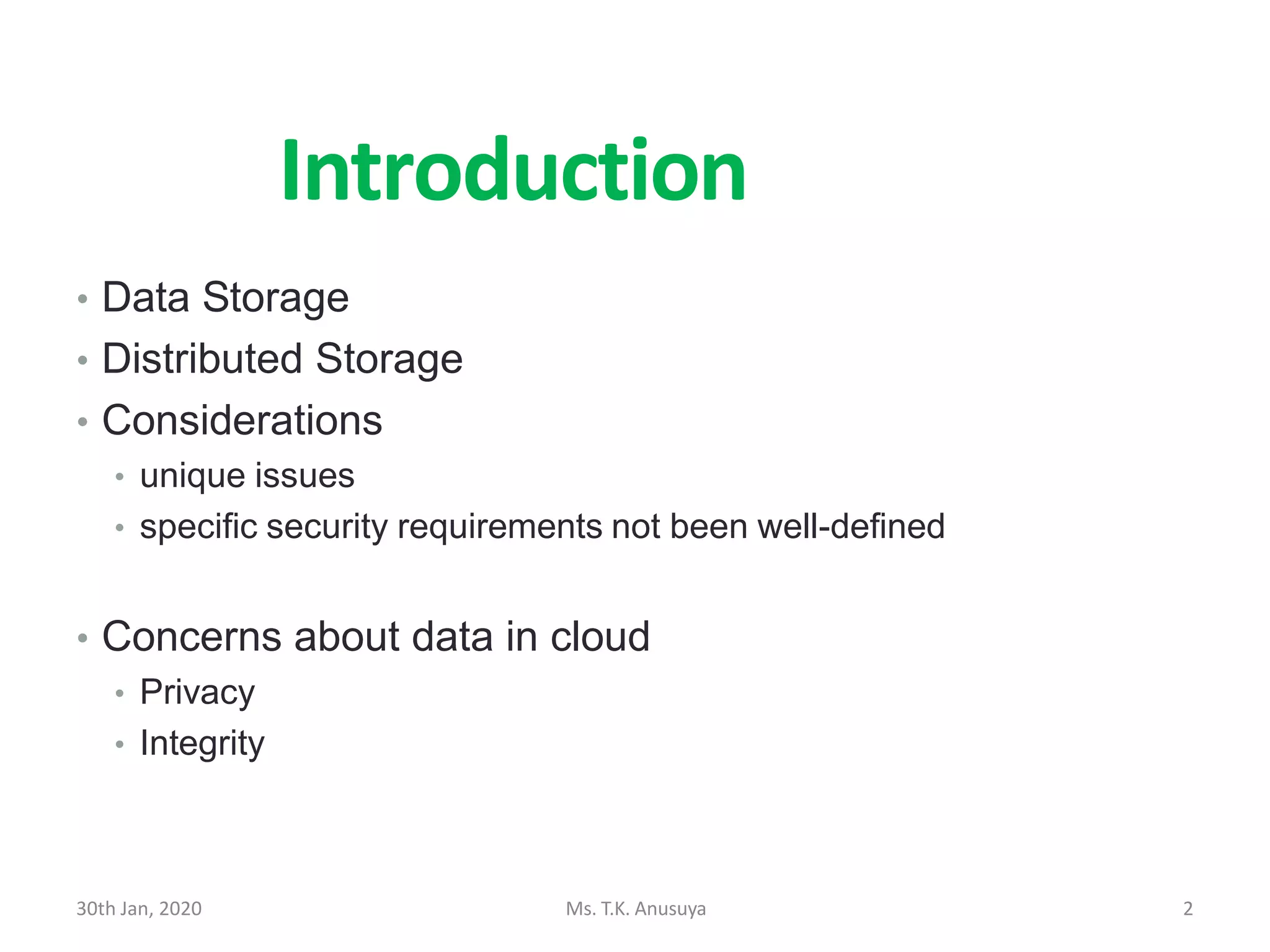 Data Storage in Cloud computing | PPT