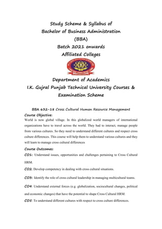 CC- HRM Syllabus .pdf BBA 6th Semester ( PTU) | PDF