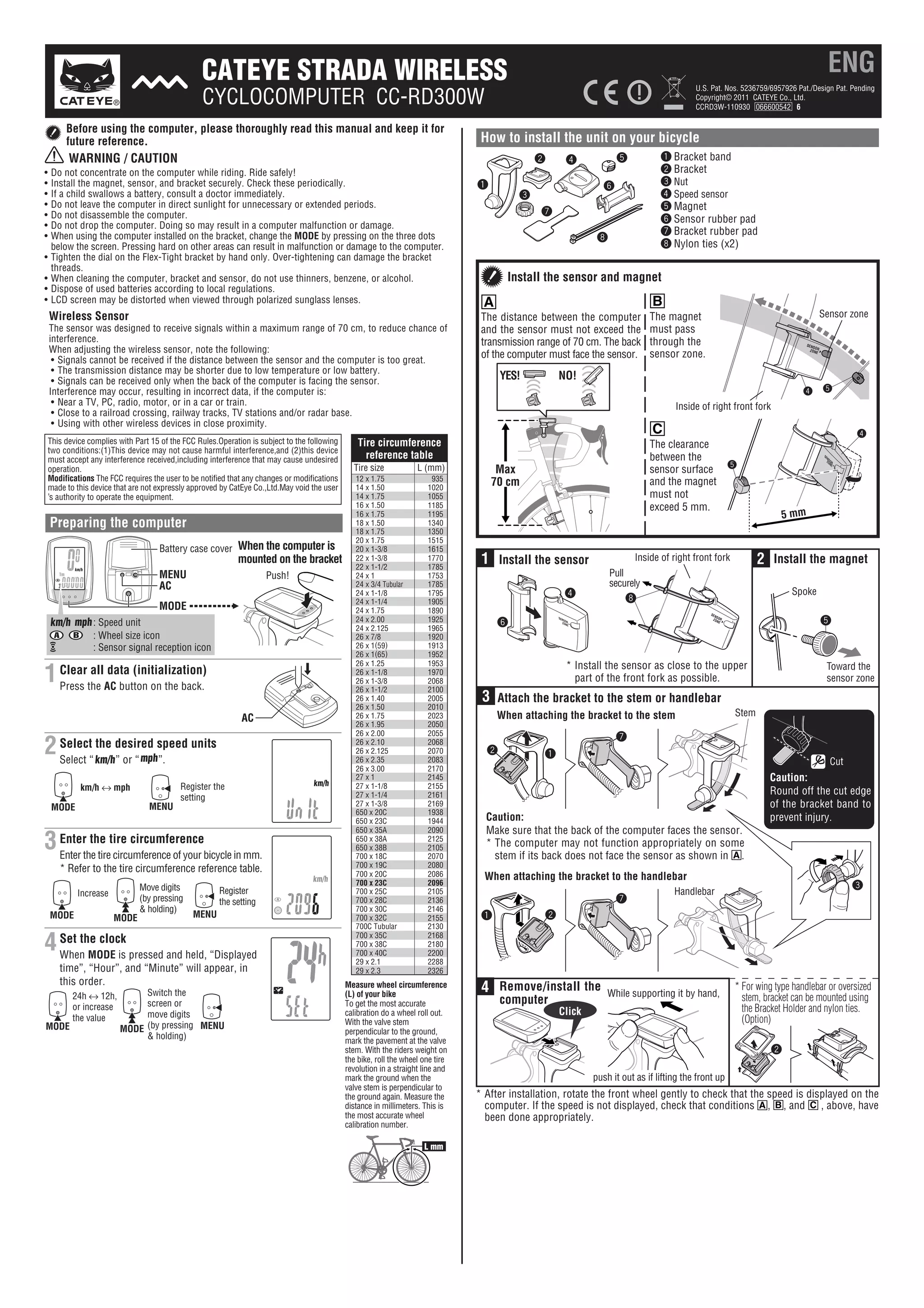 Cateye Strada Wireless CC-RD300W | PDF