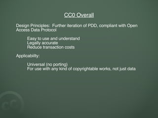 CC0 Update and Workshop (by Diane Peters) | PPT | Technology & Computing