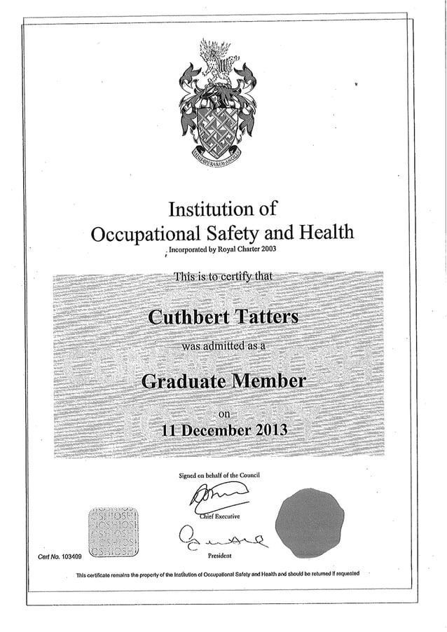 IOSH Graduate Member 2013 | PDF