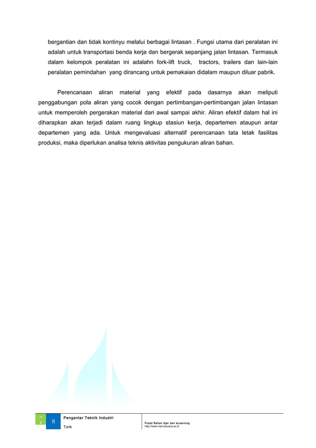 06. Konsep Pola Umum Aliran Bahan, dan Peralatan Pemindahan Bahan | DOC