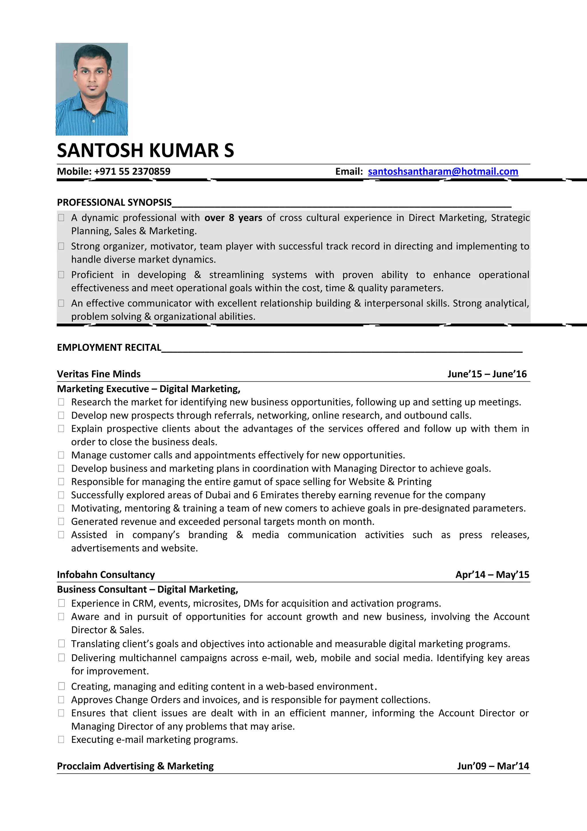 Santosh CV | DOC | Business Administration | Business