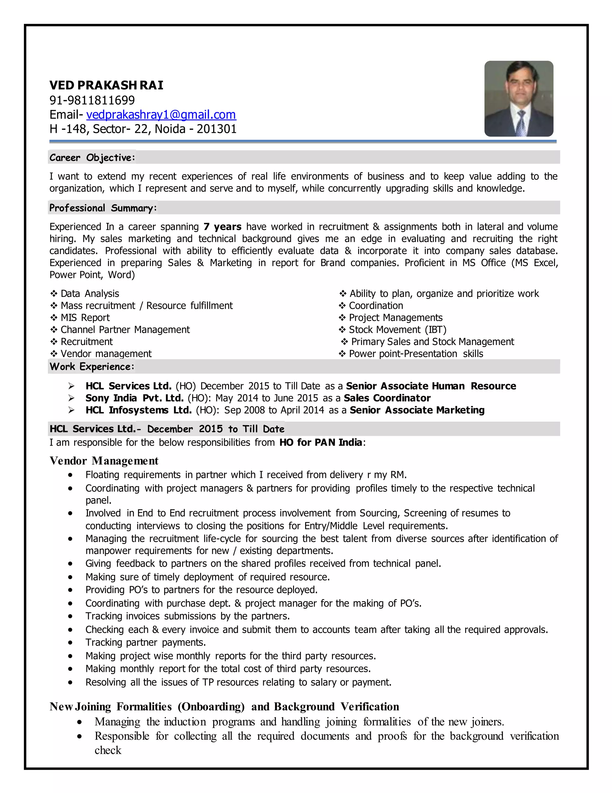 VED PRAKASH RAY-CV | DOCX | Human Resources | Business