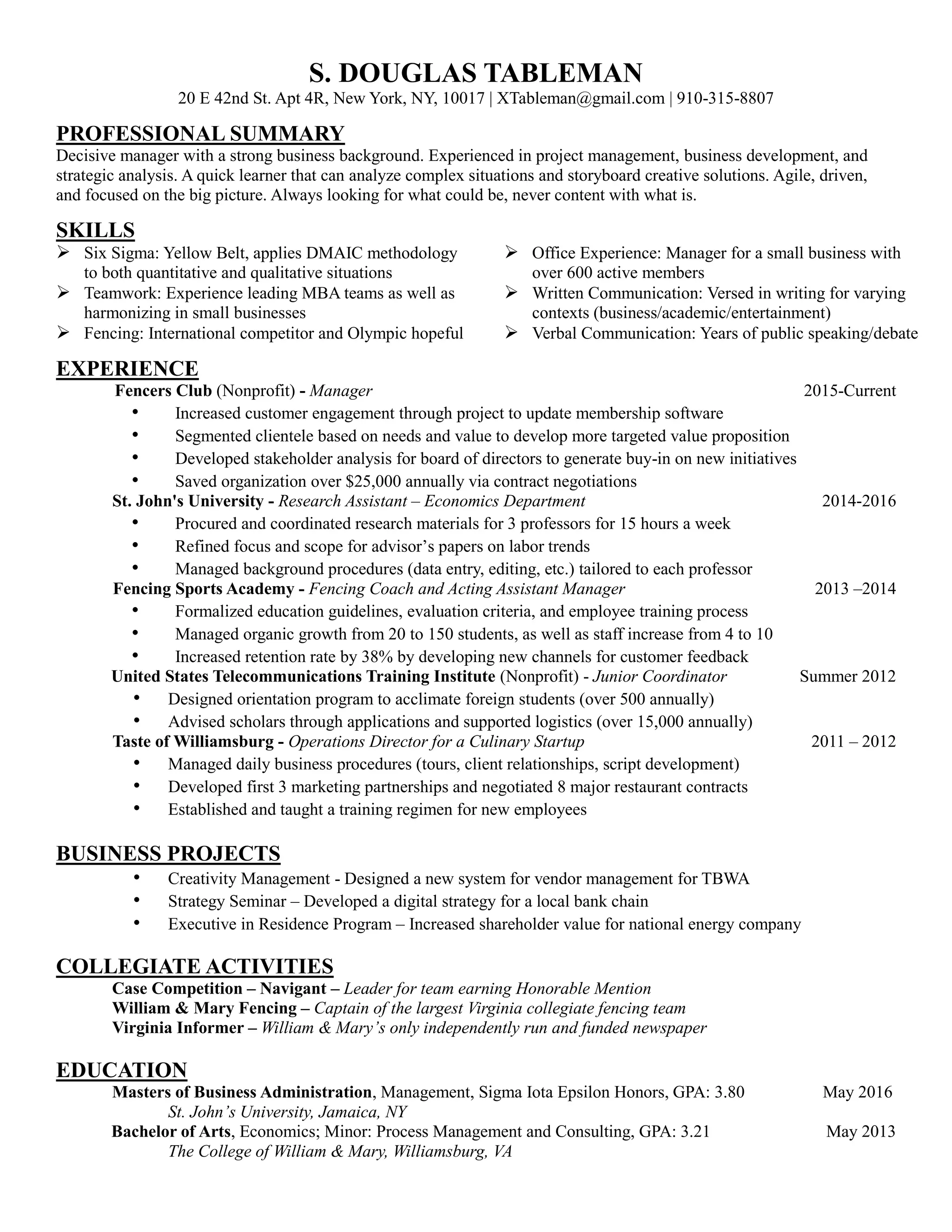 Doug Tableman Resume | PDF