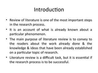 Review and Introduction to Literature Review | PPTX