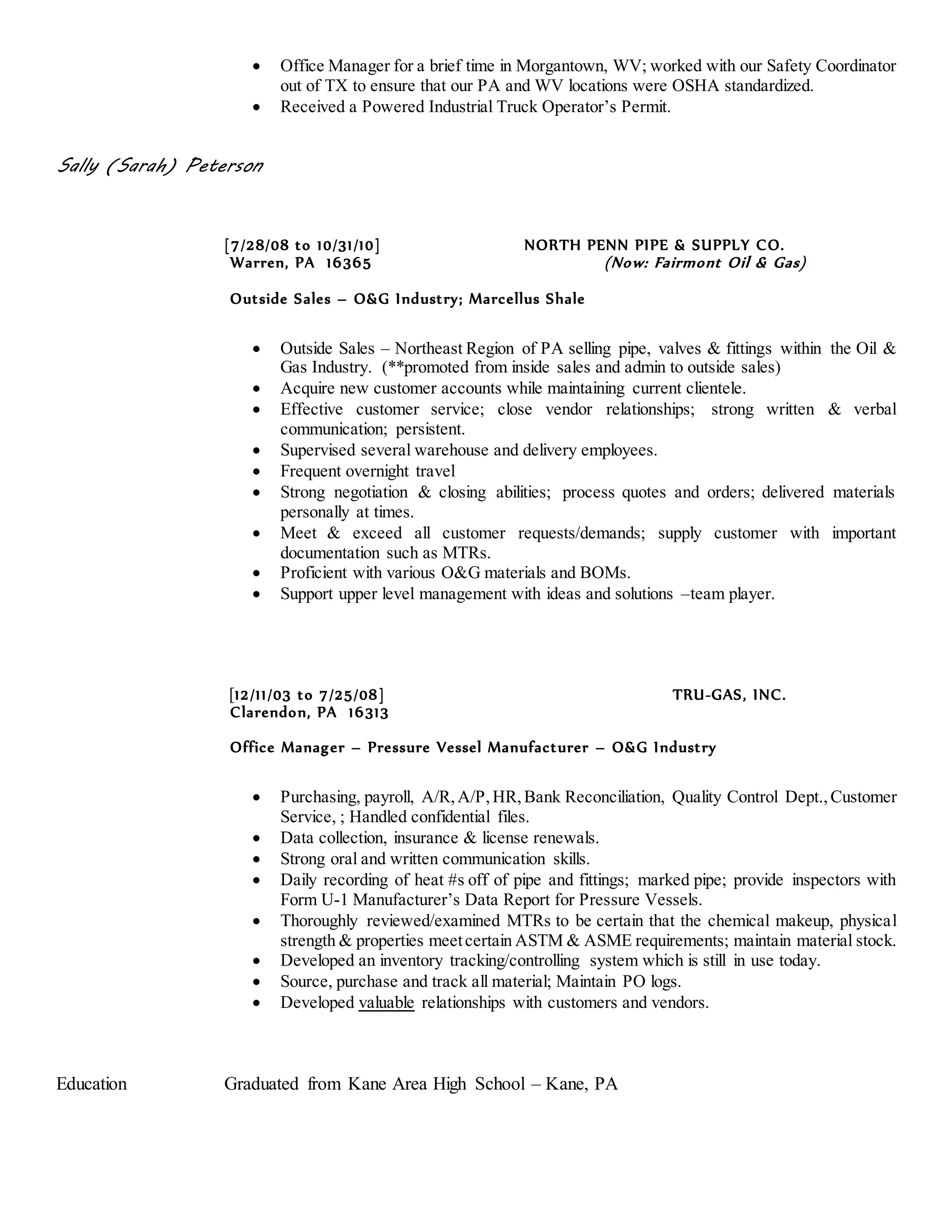 SALLY'S RESUME -2015 | PDF