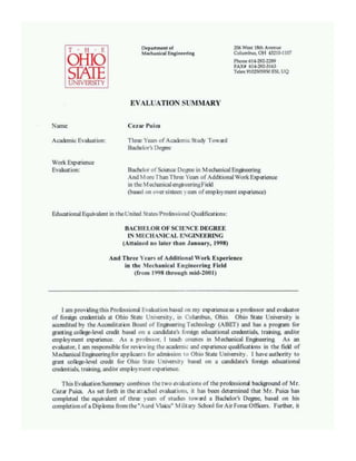 Transcripts Academic Records Bsme Oh State Univ Us Evaluation Docx