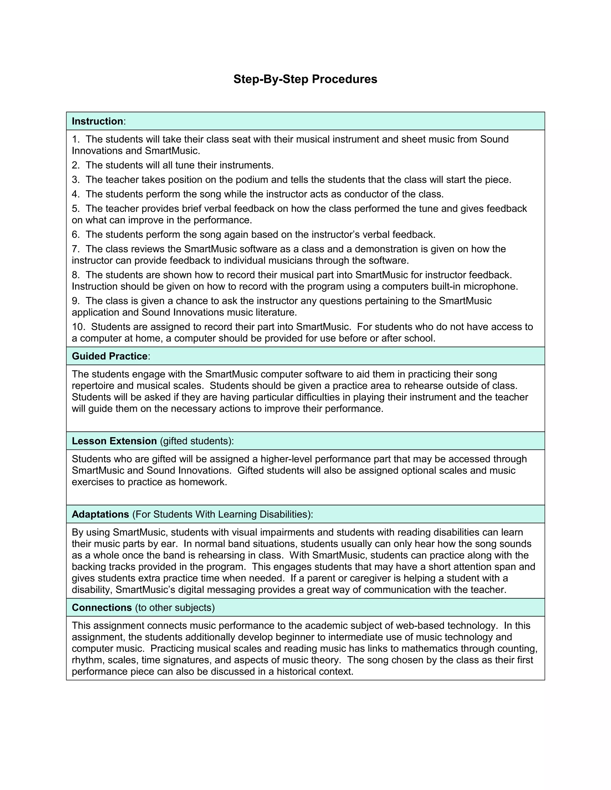 Concert Band First Performance Song | DOC