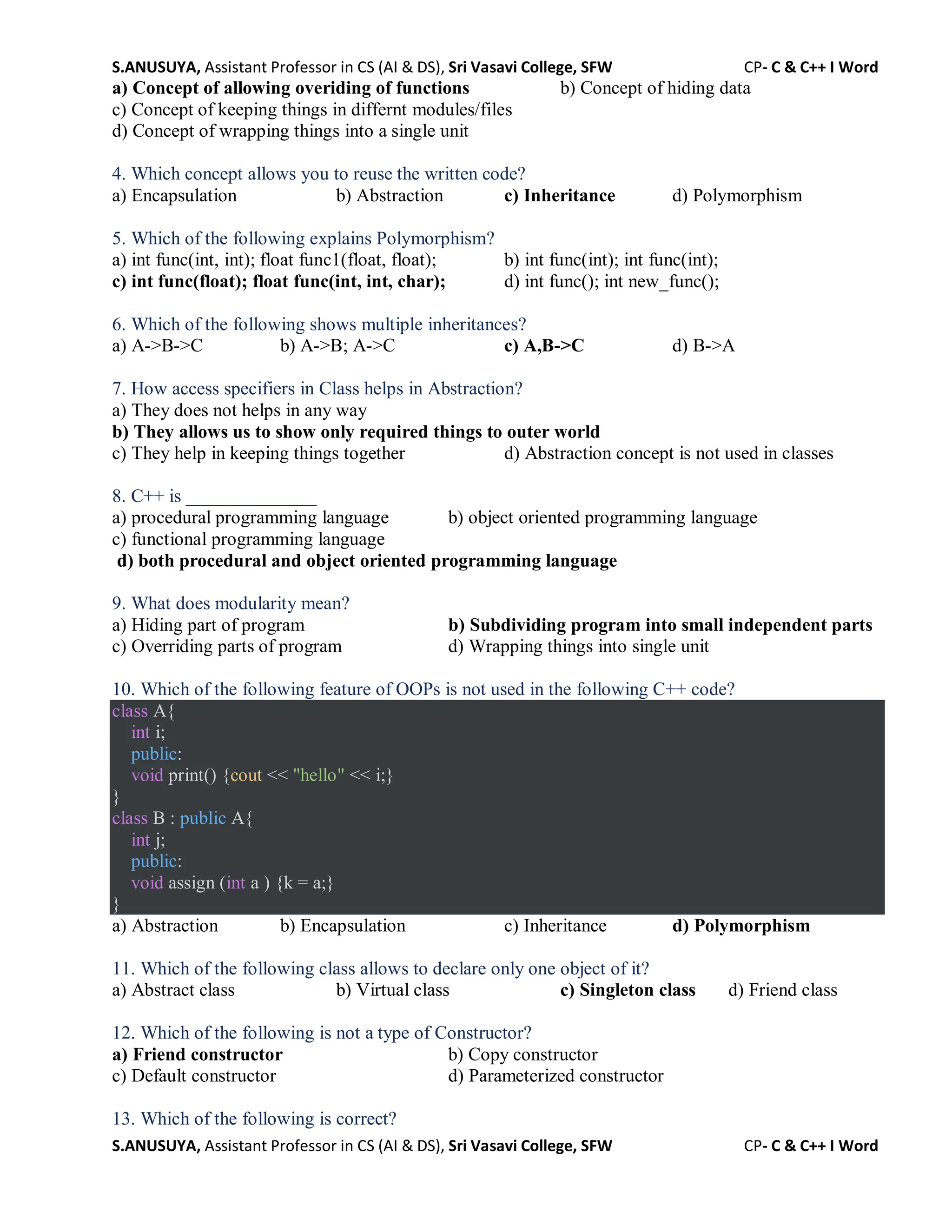 C & C++ 1 WORD MCQ with ANSWER - AI & DS.pdf
