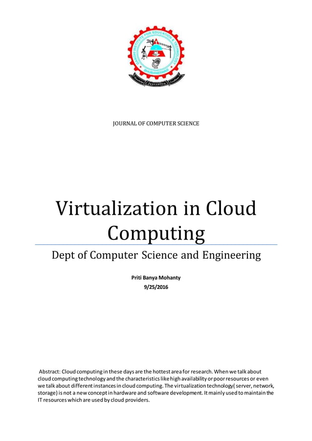 Virtualization in Cloud computing | PDF