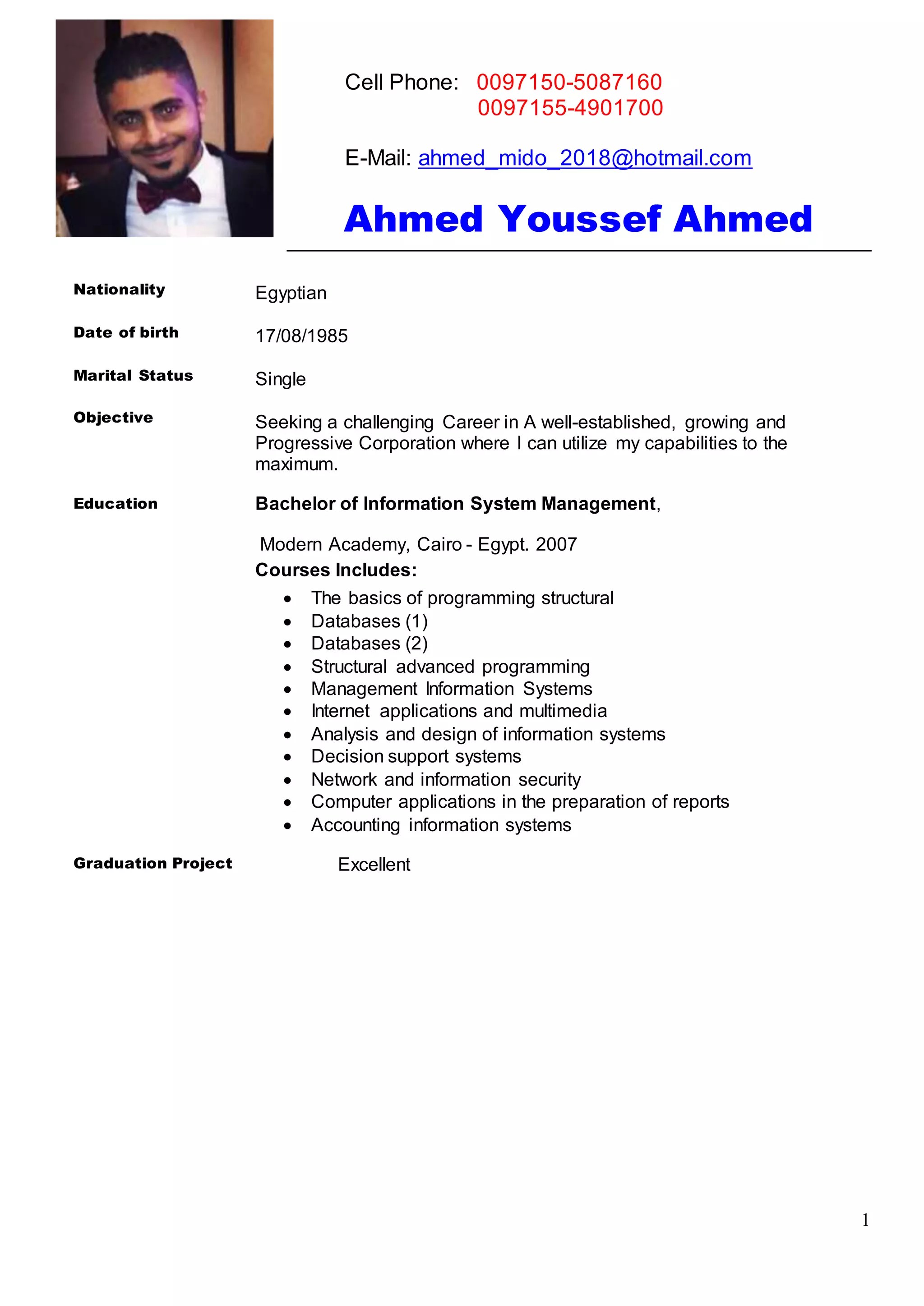 Ahmed Yousef CV (1) | PDF