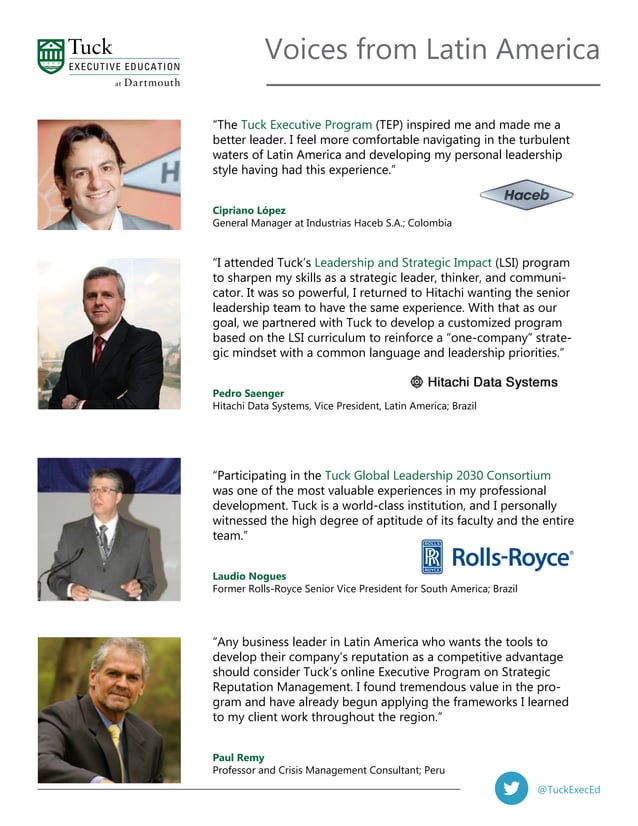 Tuck Executive Education-Developing Latin American Leaders Brochure | PDF