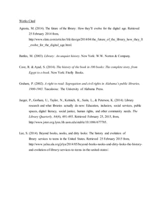 The Evolution of the Public Library Final Paper | DOCX