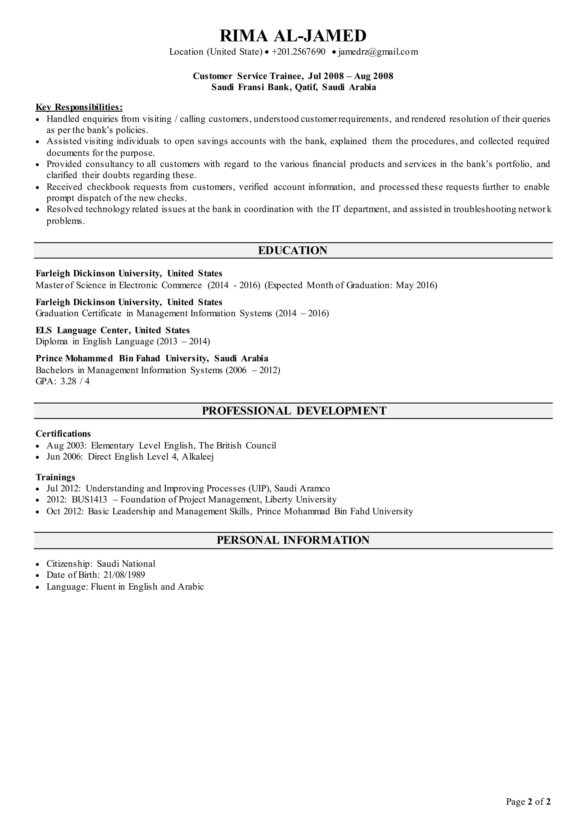 Platinum CV - 947285 - Rima Al-Jamed | DOCX