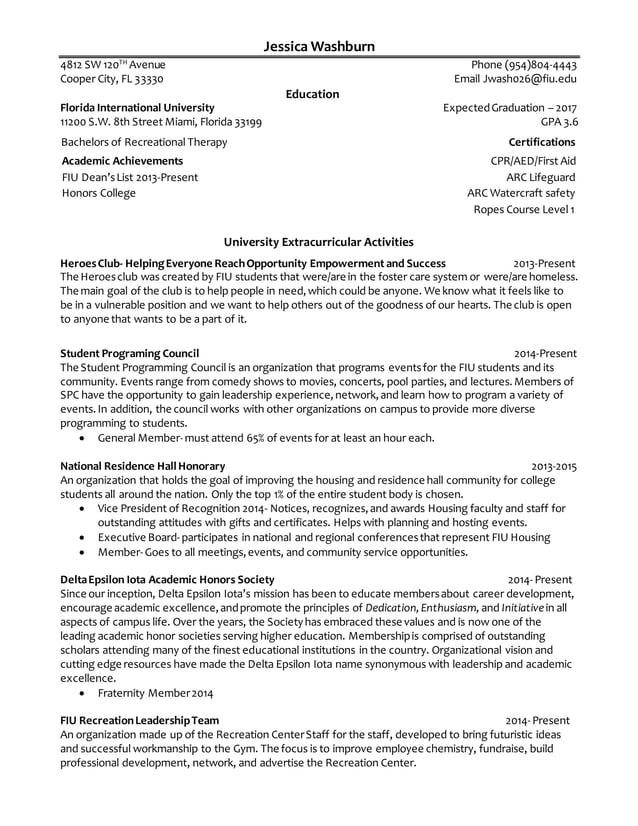Resume. FIU 3333 | PDF