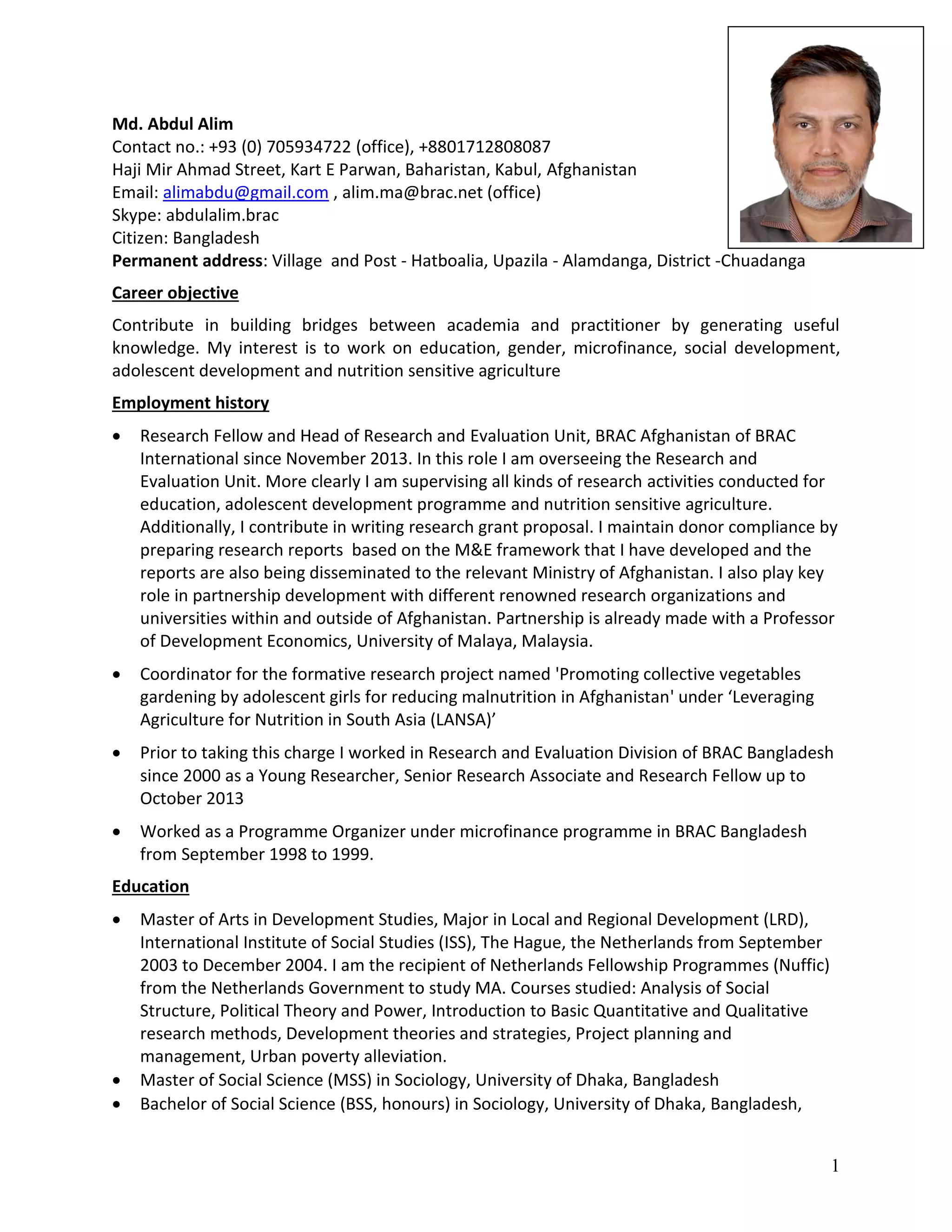 Curriculum Vitae_alim1 | PDF