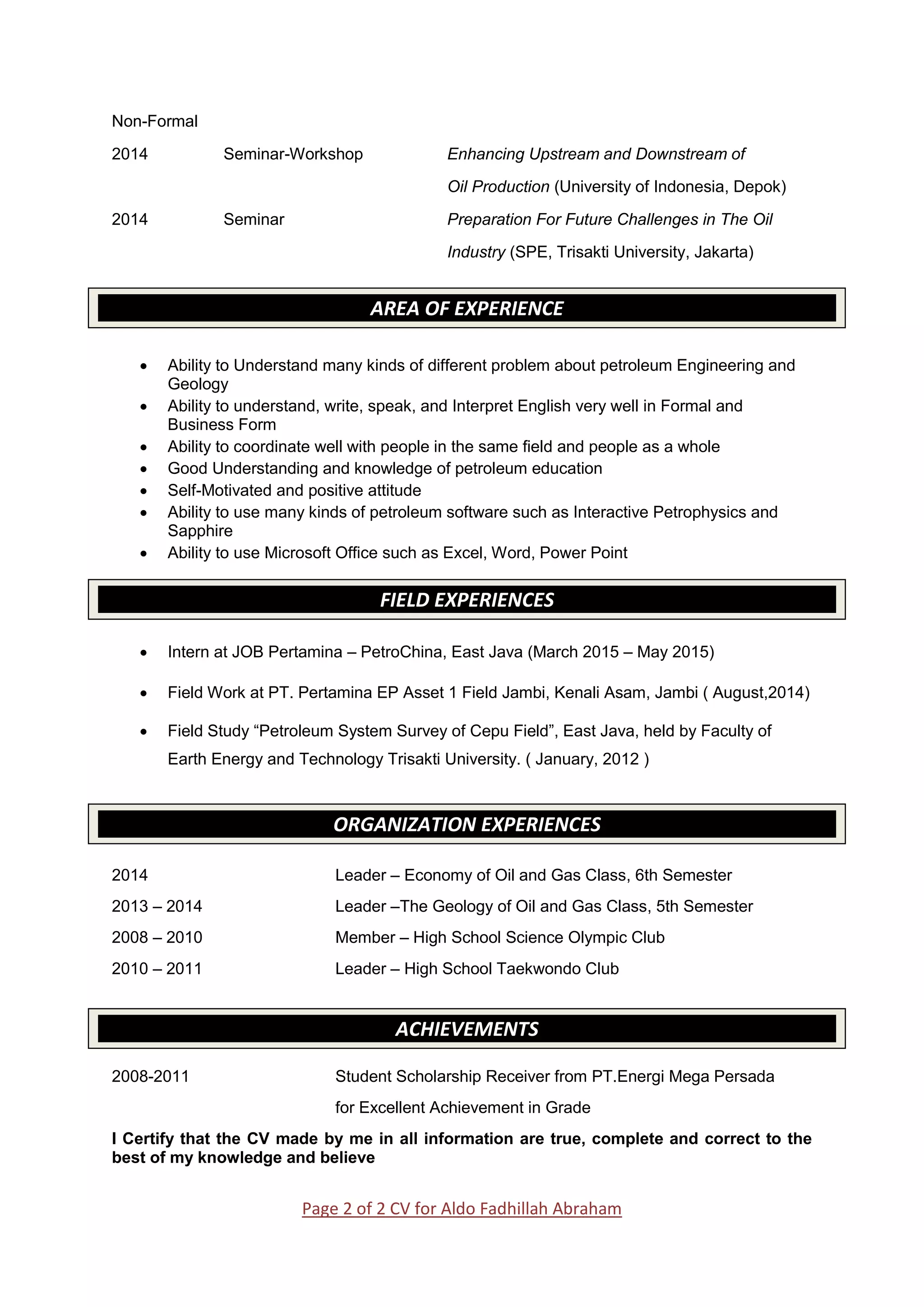 2. CV Aldo Fadhillah Abraham | PDF