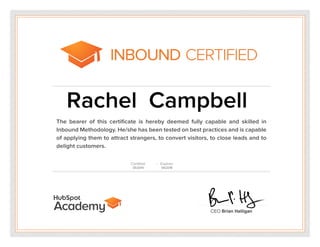 Hubspot Inbound Certification through 2016 | PDF
