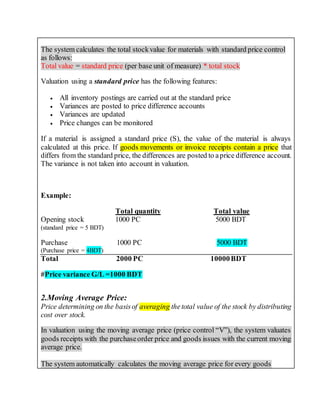 Standard price & moving average price in SAP | DOCX
