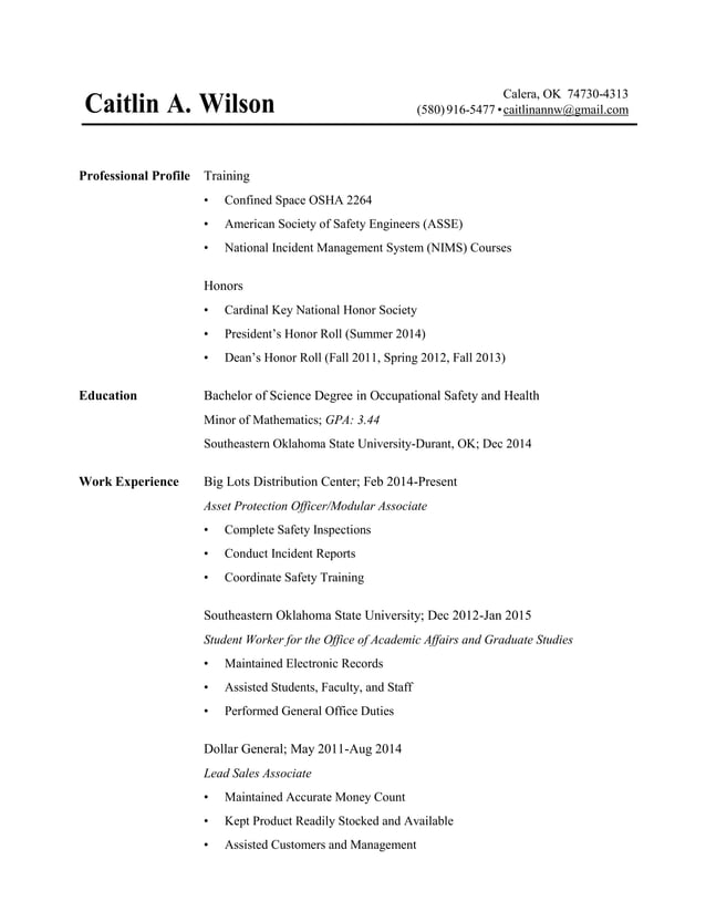 Wilson, Caitlin Resume 2015 without address | DOCX