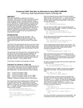 Comparing 2 SAS datasets: Alternative Approach | PDF