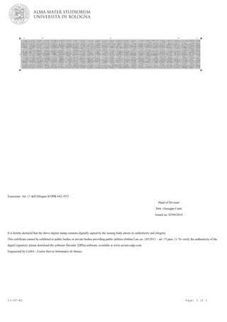 PhD certificate University of Bologna | PDF | Education