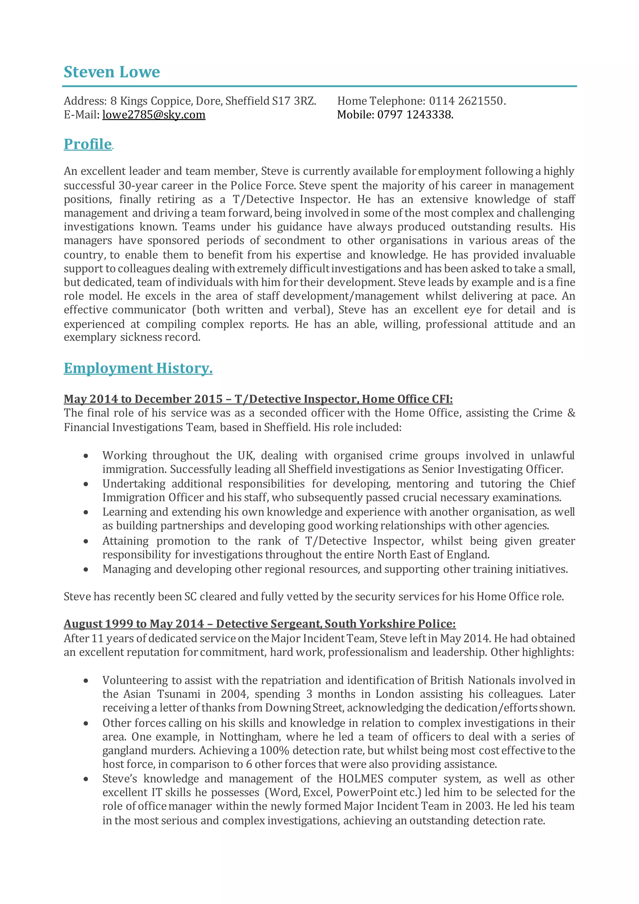 CV Steve Lowe | PDF