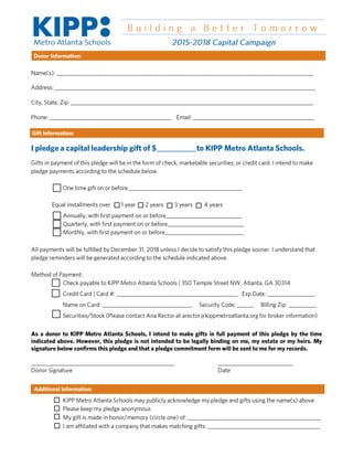 KIPP Capital Campaign Leadership Giving Pledge | PDF