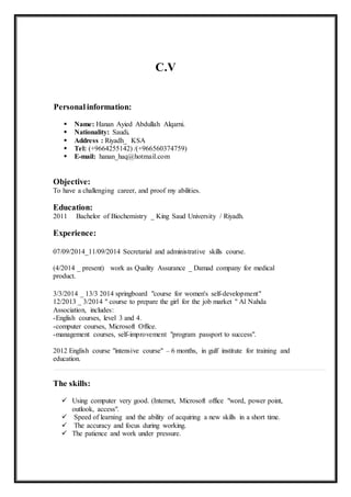 CV hanan Al_Qarni | DOCX