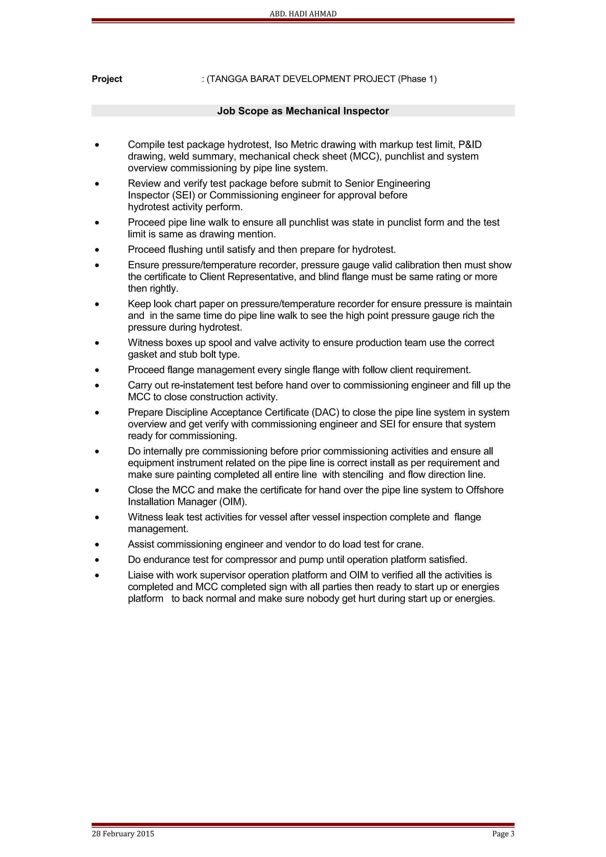 CV Abd. Hadi Ahmad | DOC | Civil Engineering Industry | Industries