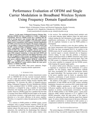 Performance Evaluation of OFDM and Single Carrier Modulation in Broadband Wireless System Using ...