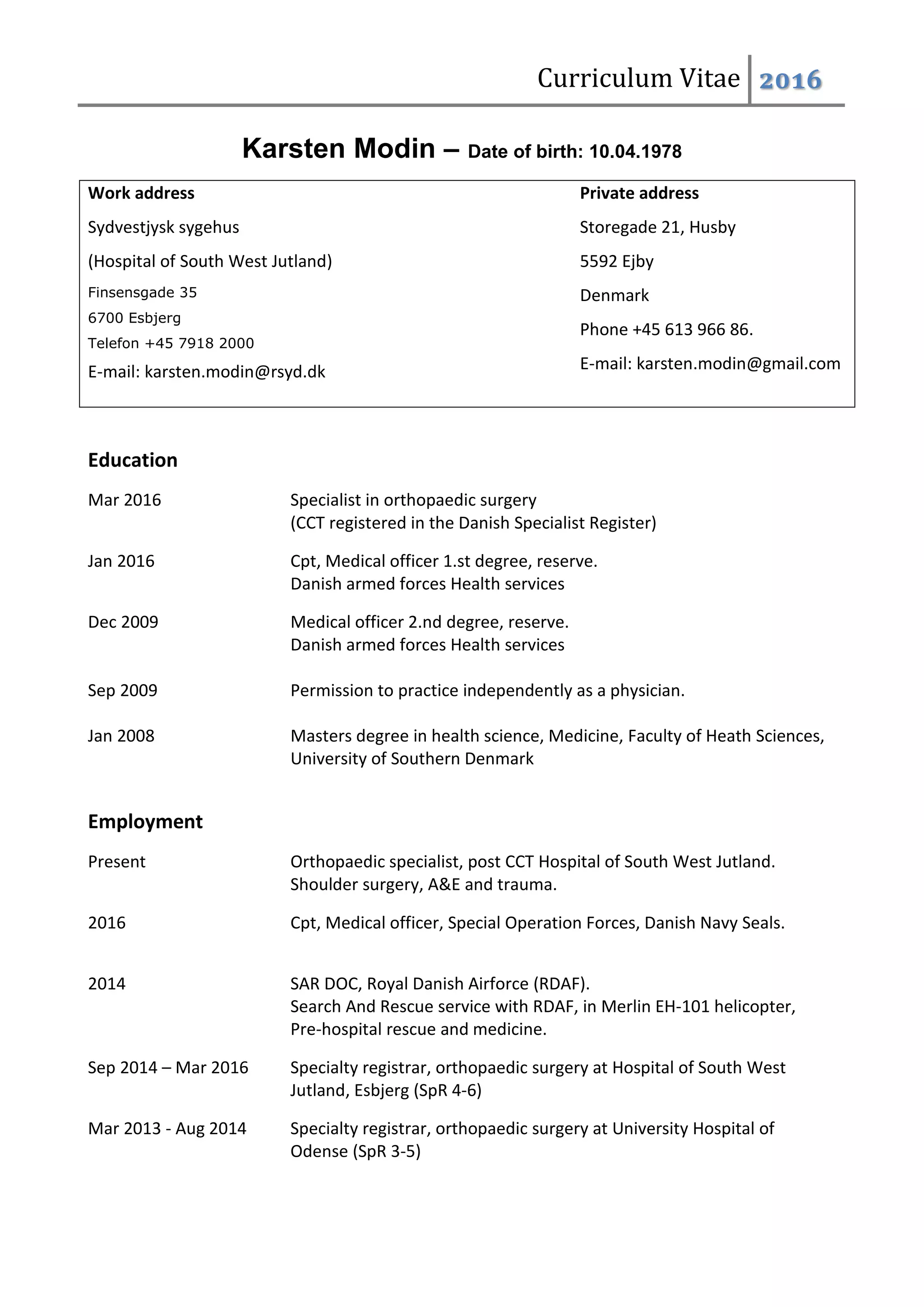 Karsten Modin CV UK | PDF