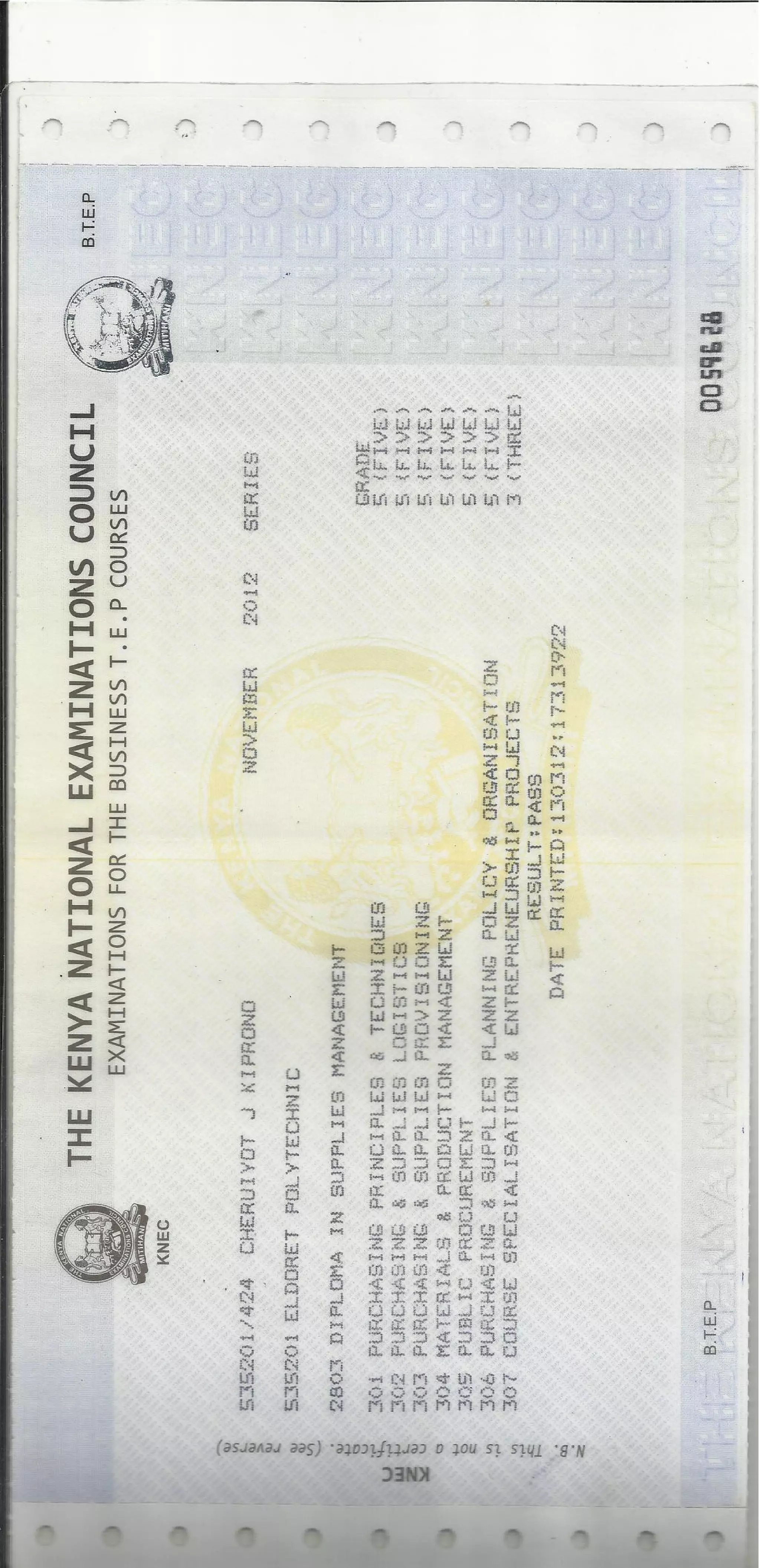 knec results slip | PDF
