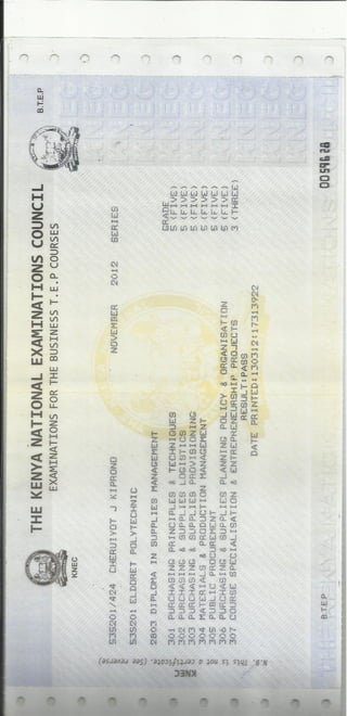 knec results slip | PDF