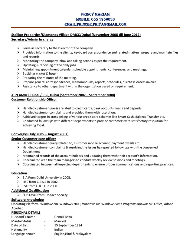 Princy Mariam | PDF | Business Administration | Business