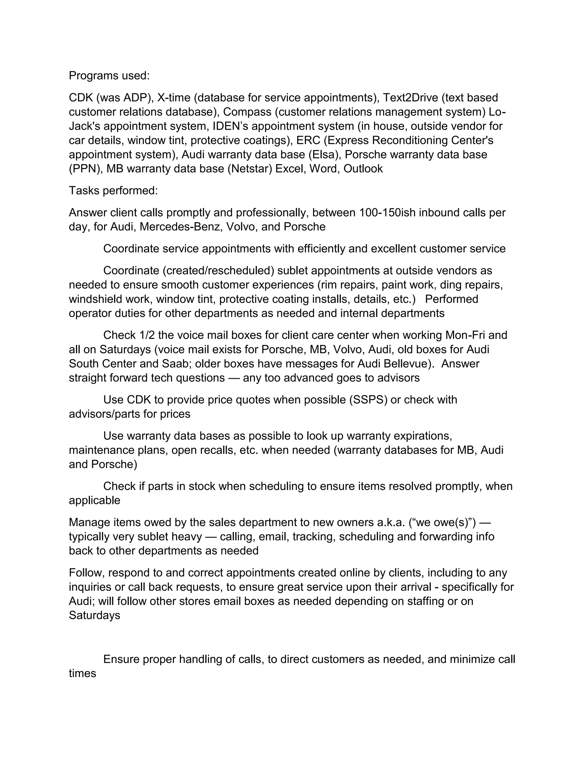 Autonation Responsibilities | PDF